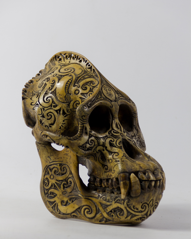 Carved Orangutan Skull