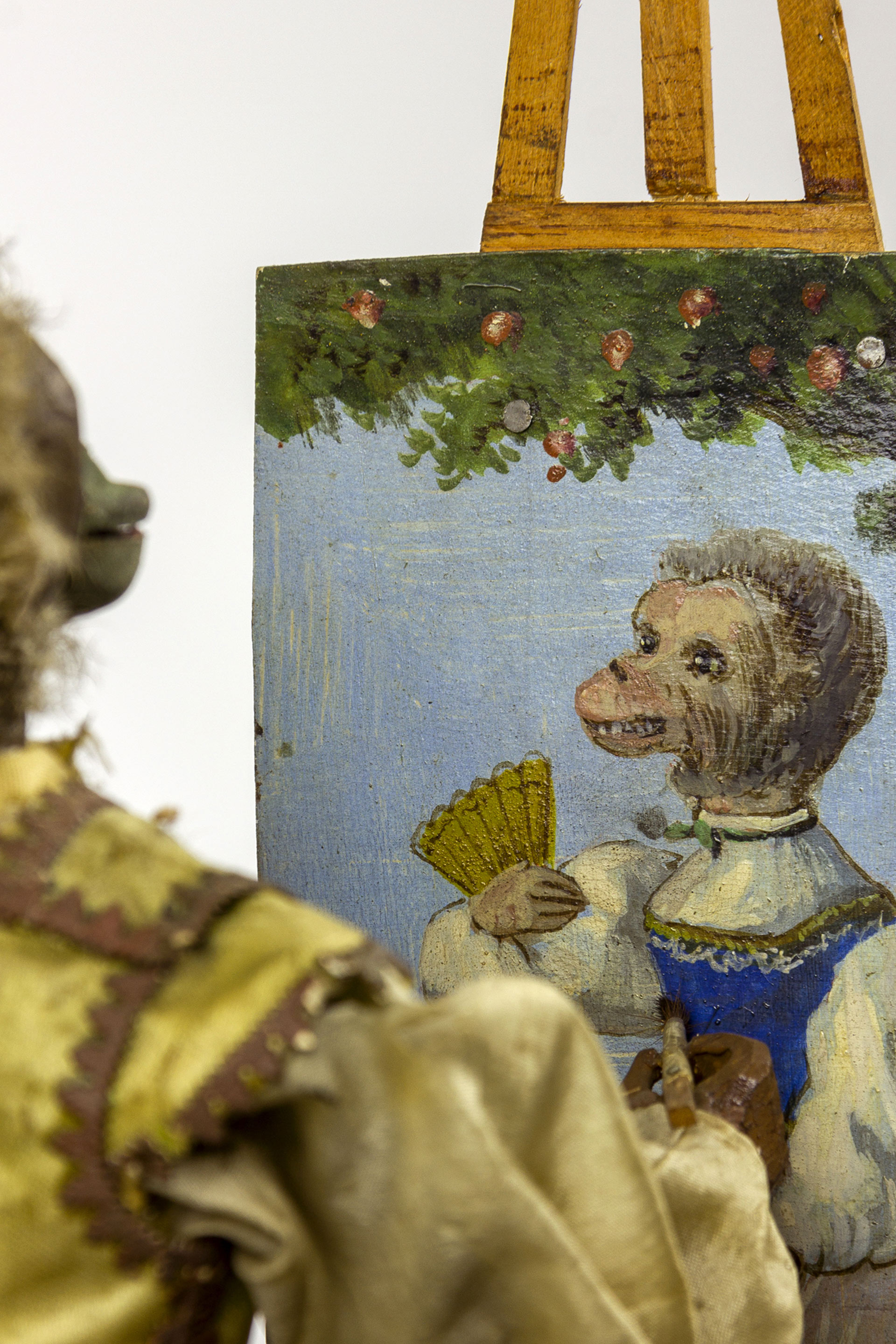 Taxidermy Monkey Artist Musical Automaton by Jean Phalibois, c. 1895