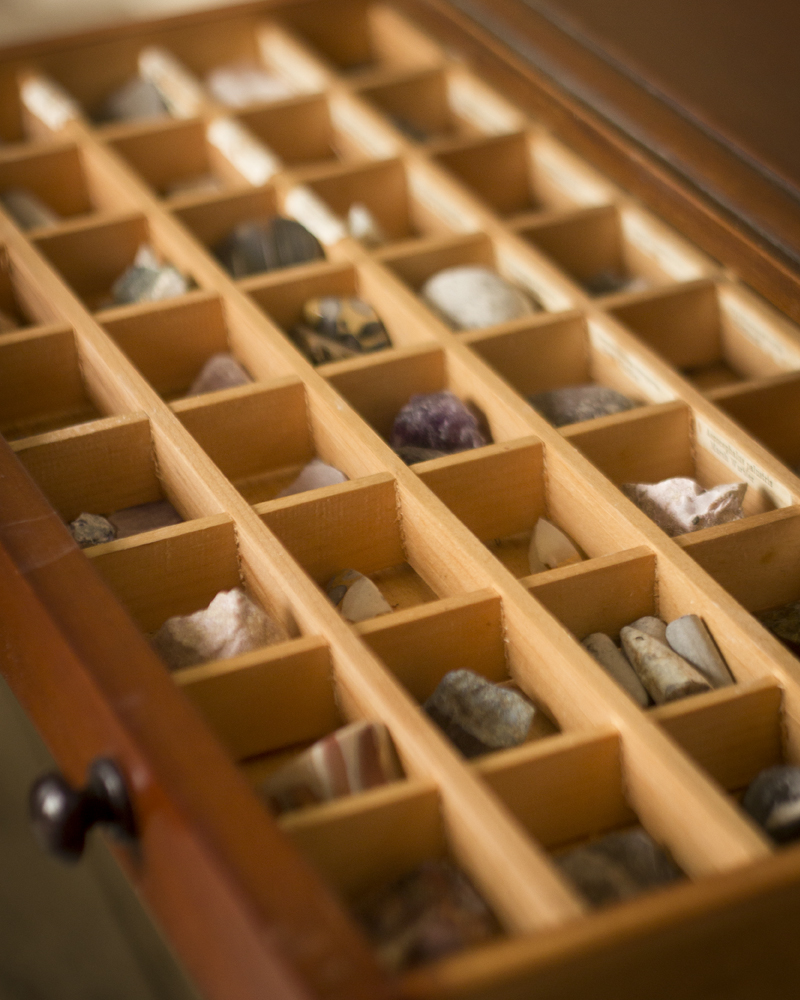Cabinet full of minerals