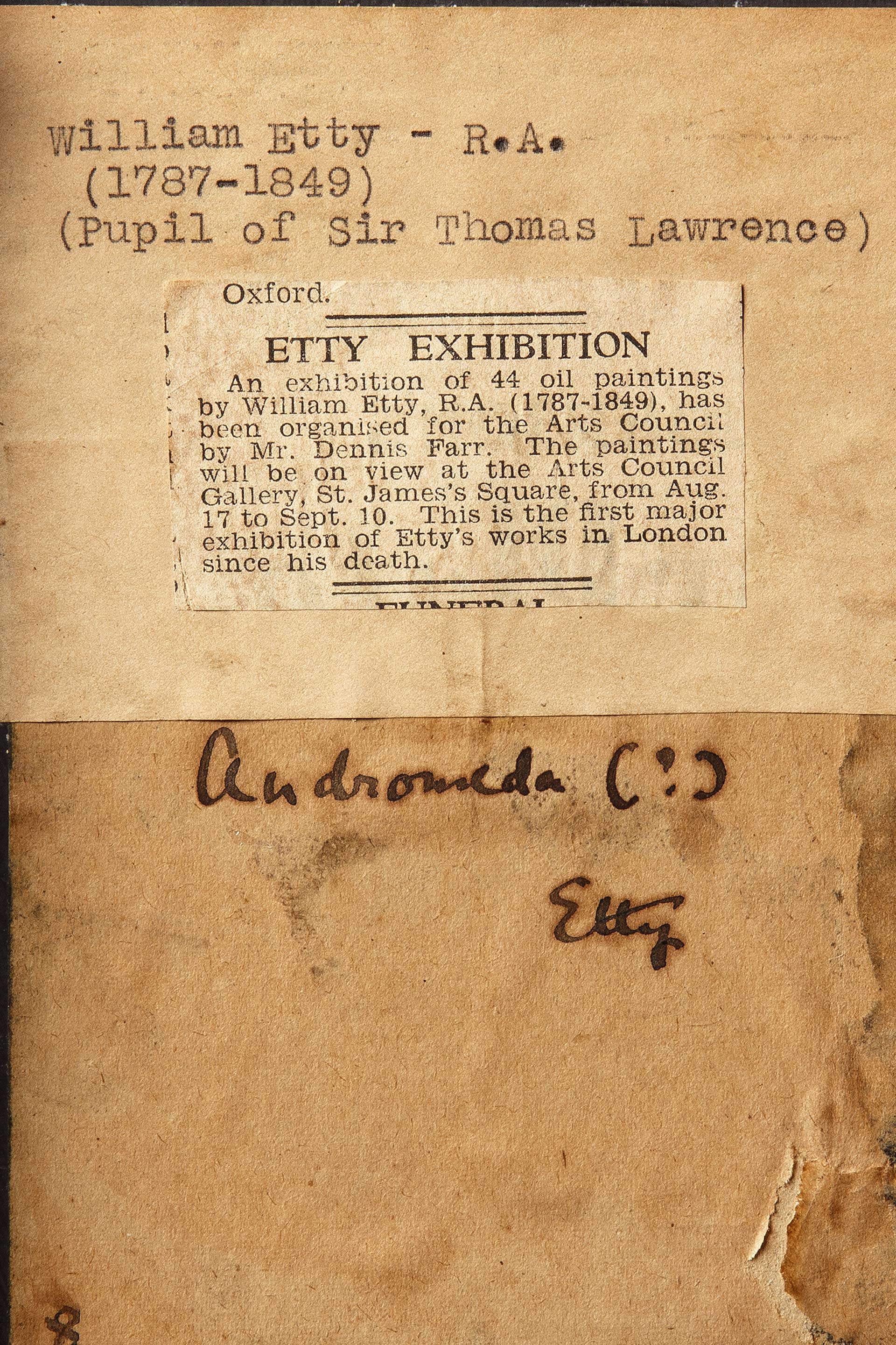 Taxidermy Andromeda by William Etty RA.